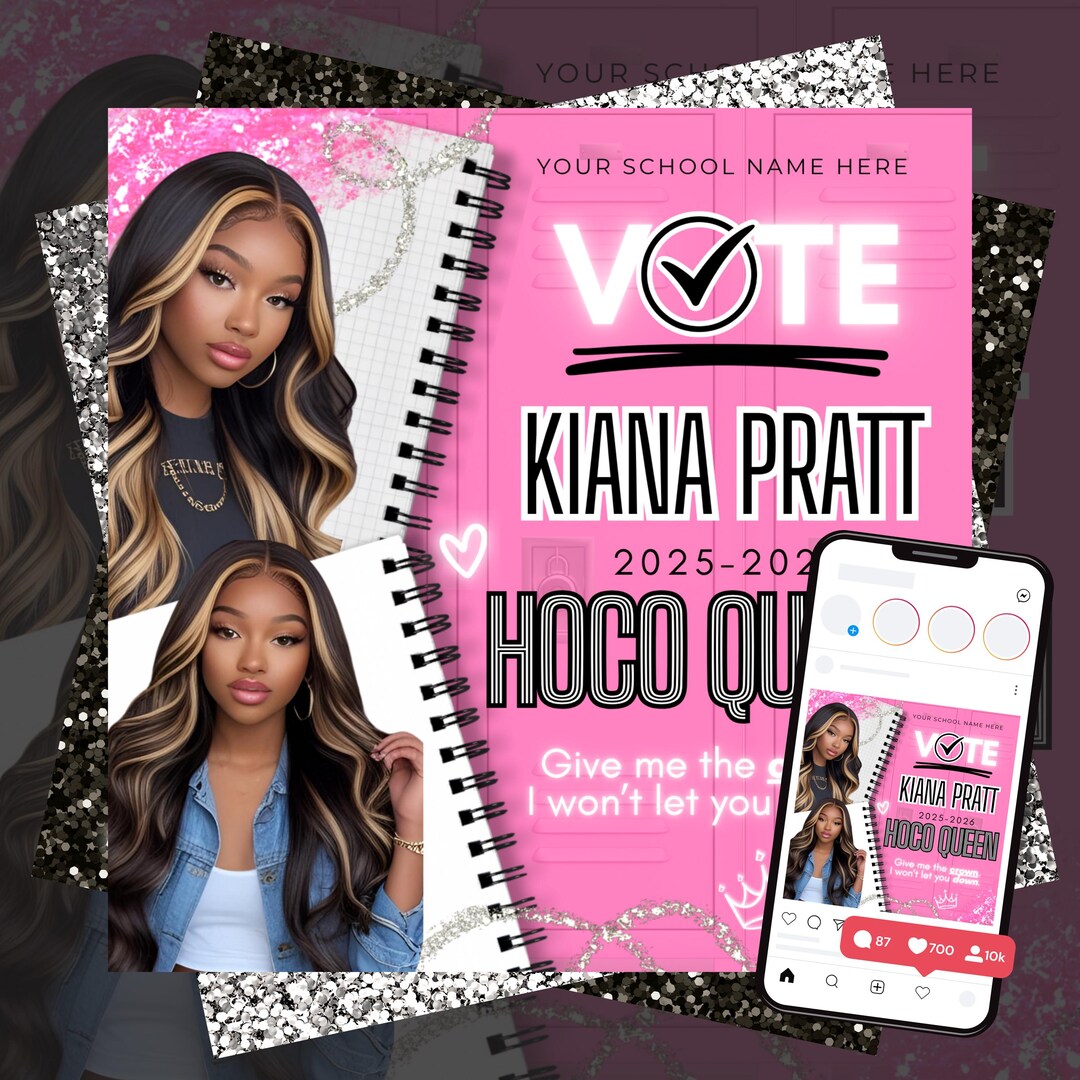 Homecoming Queen Flyer Template, Editable HOCO Queen Poster, Vote for ...