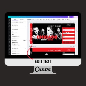 Editable Chicago Broadway Event Ticket Template (canva) - Etsy