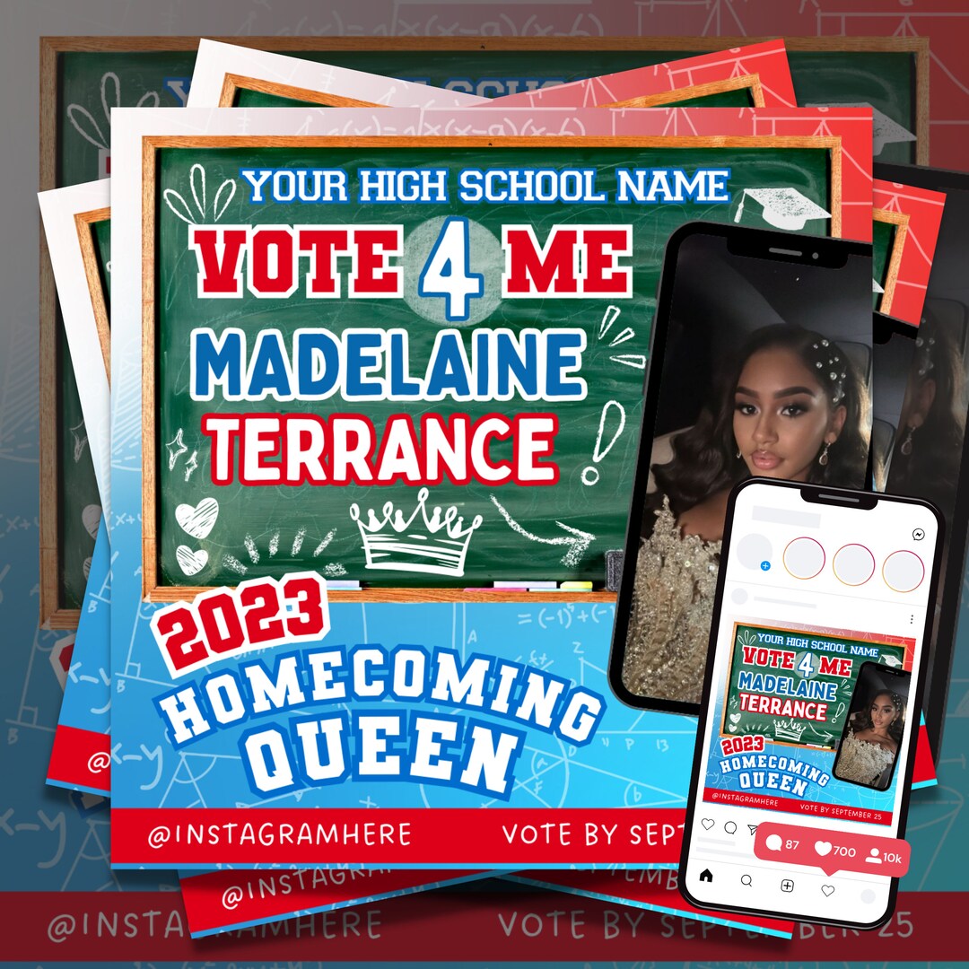 Homecoming Flyer Vote for Me HOCO Queen Chalk Board Flyer Canva ...