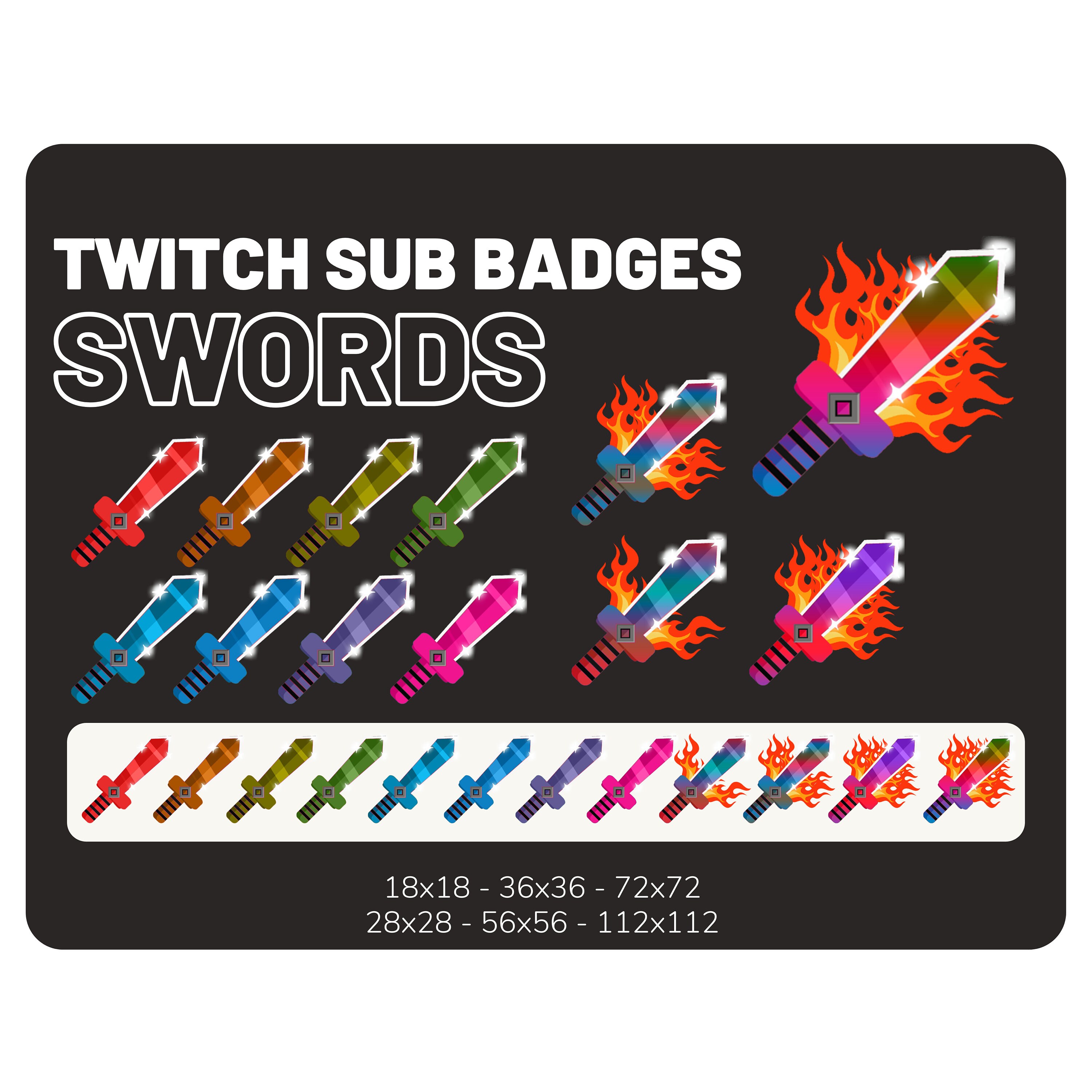 Sword Twitch Sub Badge Bundle Emote Streamer Emoji Cheer - Etsy UK
