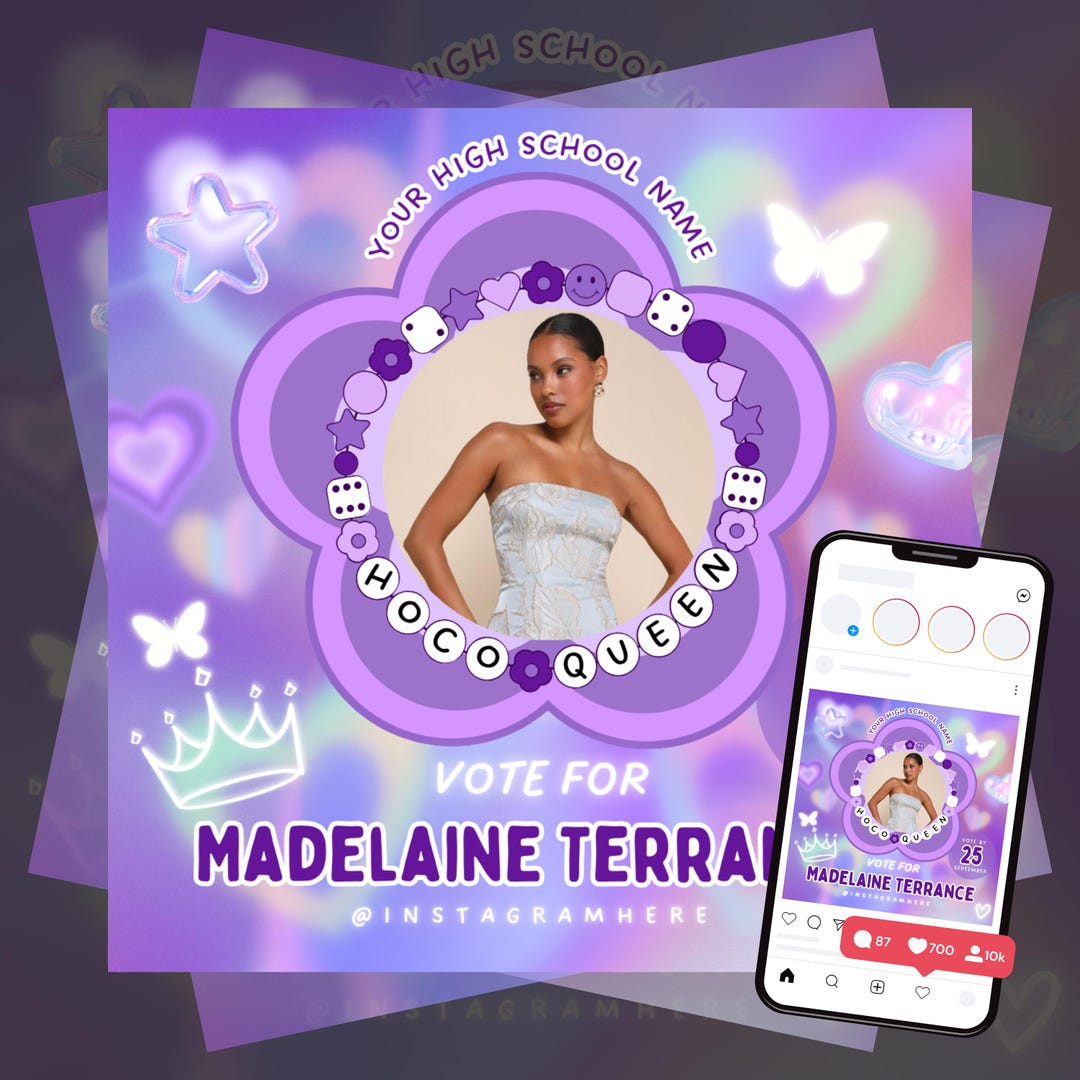 Homecoming Flyer, Vote for Me Flyer, HOCO Queen Editable Canva Flyer ...