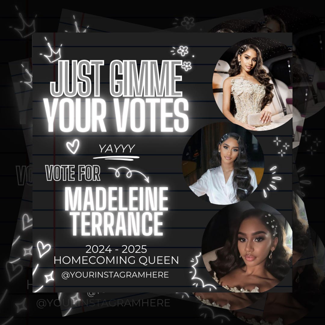 Homecoming Flyer Vote for Me Flyer HOCO Queen Editable Canva Flyer ...
