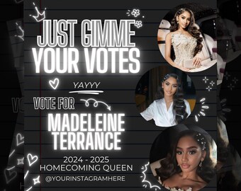 Homecoming Flyer, Vote for Me Flyer, HOCO Queen Editable Canva Flyer ...