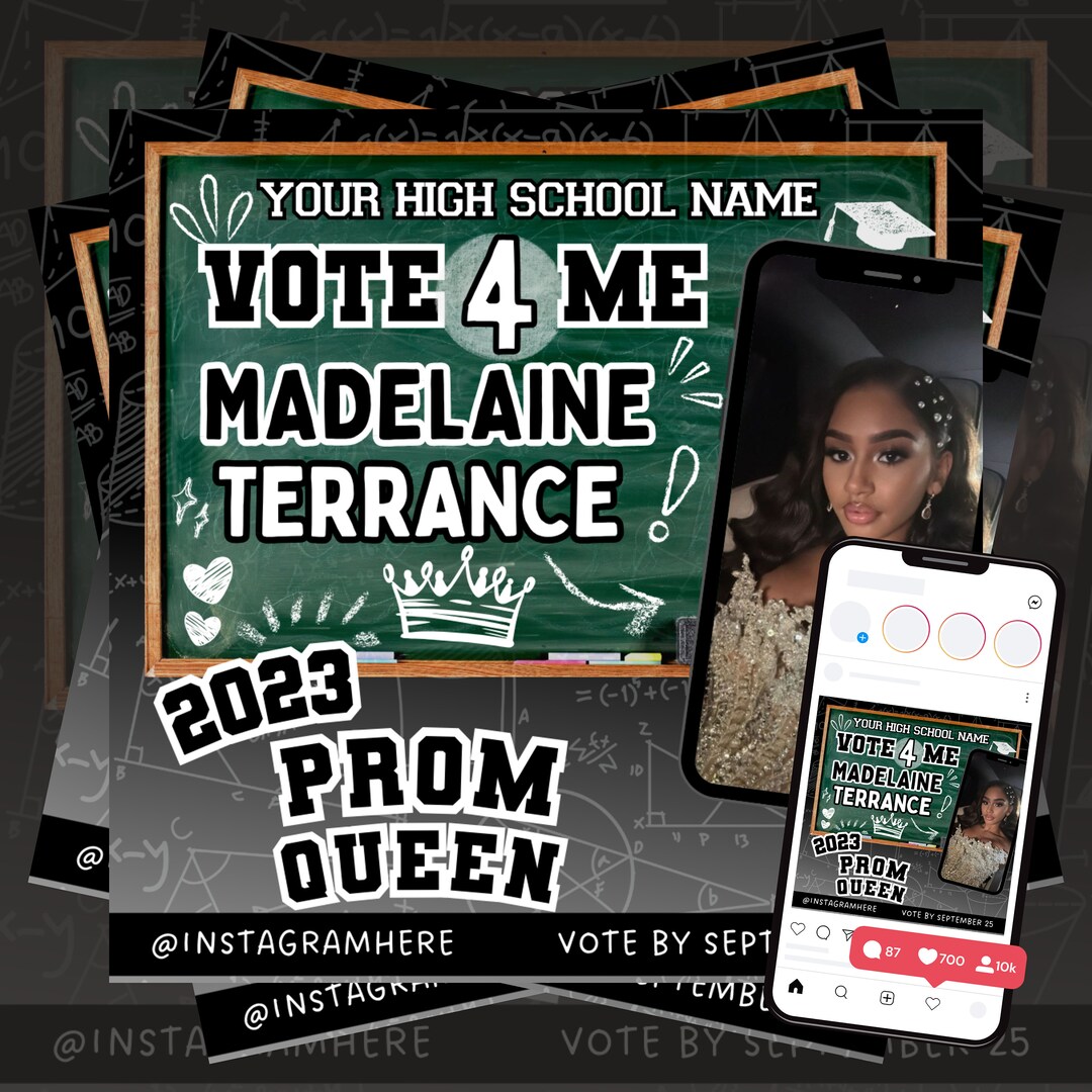 Homecoming Flyer Vote for Me HOCO Queen Chalk Board Flyer Canva ...