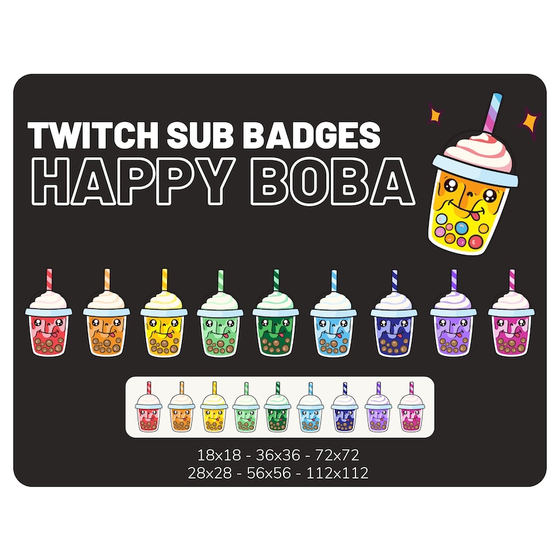 Bubble Tea Twitch Sub Badge Bundle Boba Emote Streamer - Etsy UK