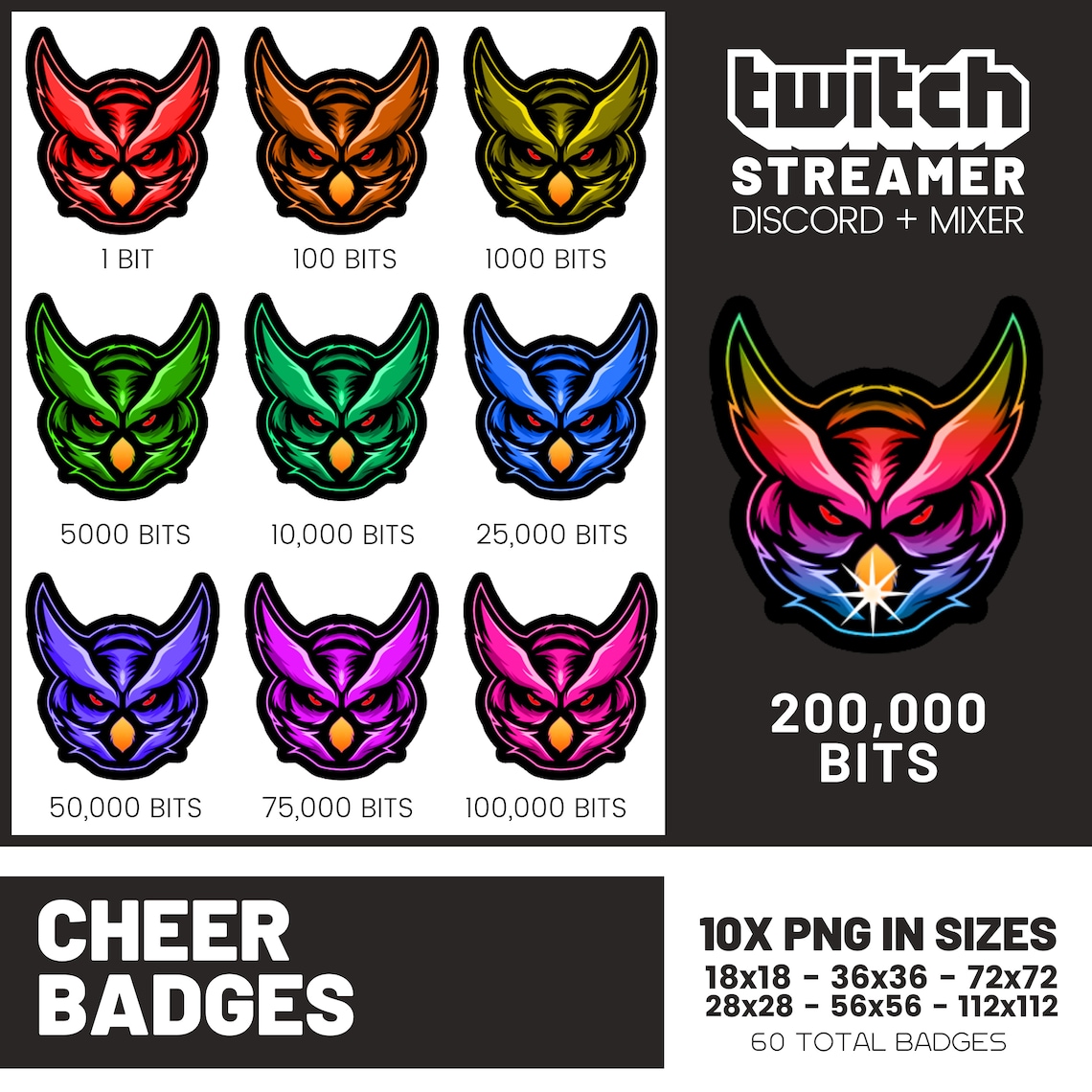 Twitch Sub Badges Twitch Emotes 10x Horned Owls | Etsy