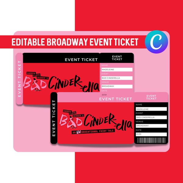 Cinderella Ticket Template - Etsy