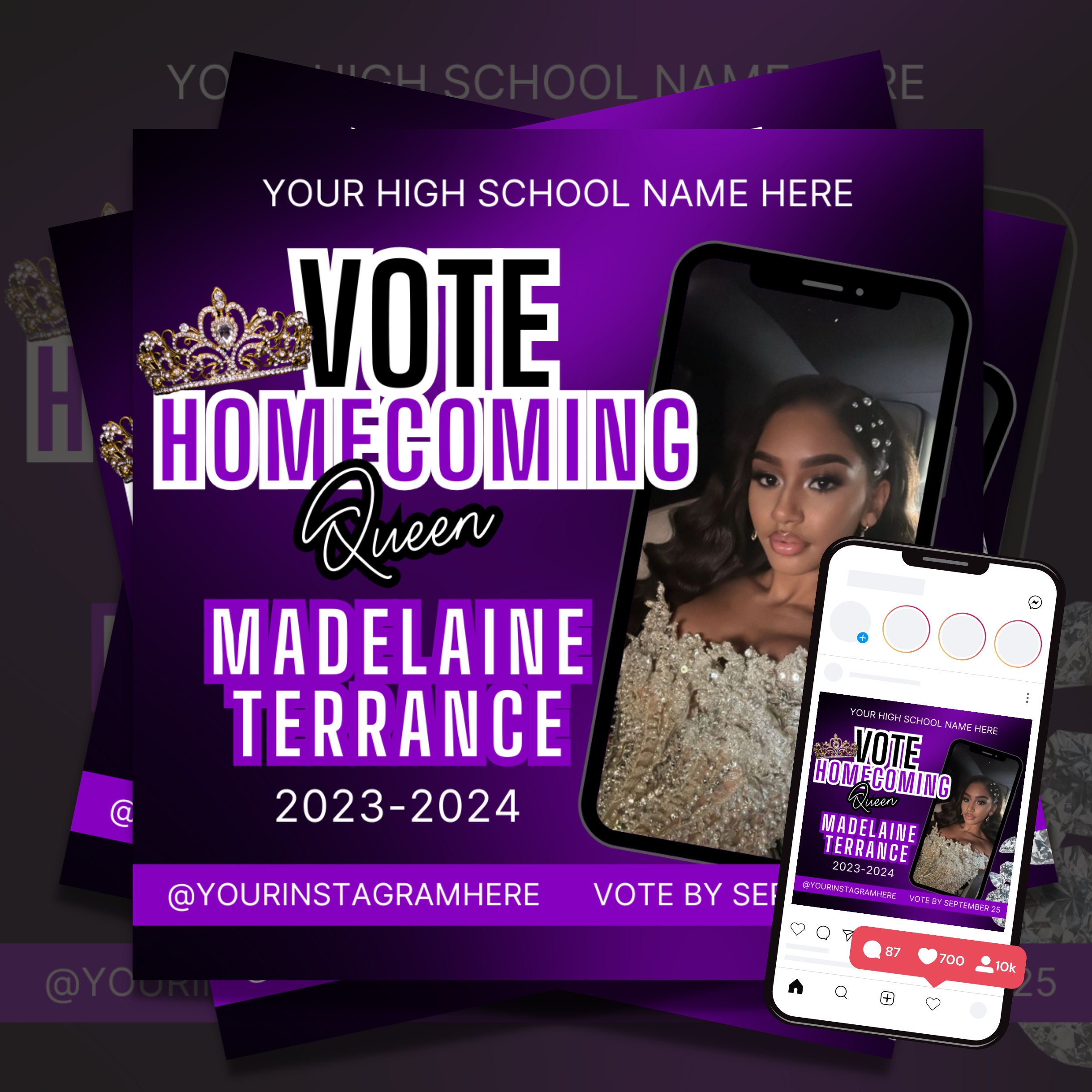 Editable Homecoming Vote for Me Flyer Canva Flyer Template - Etsy