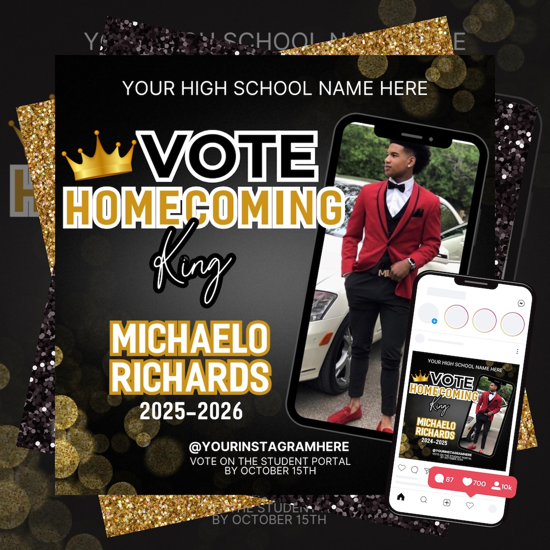 Homecoming Queen Flyer Template, Editable HOCO Queen Poster, Vote for ...