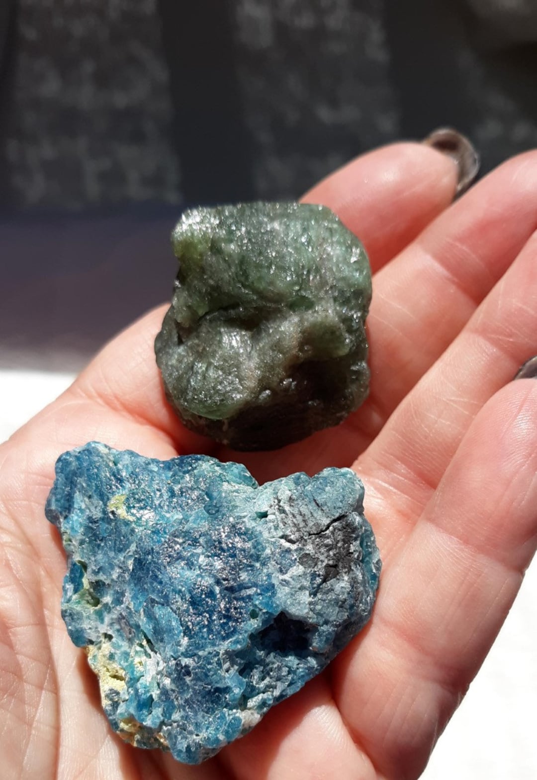 Raw Natural Green Apatite & Blue Apatite Crystals/stones, Deep Coloring ...