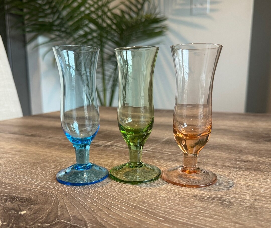 Set of 3, Vintage Tiny Colored Glass Goblets, Cordial Shot Glass. - Etsy