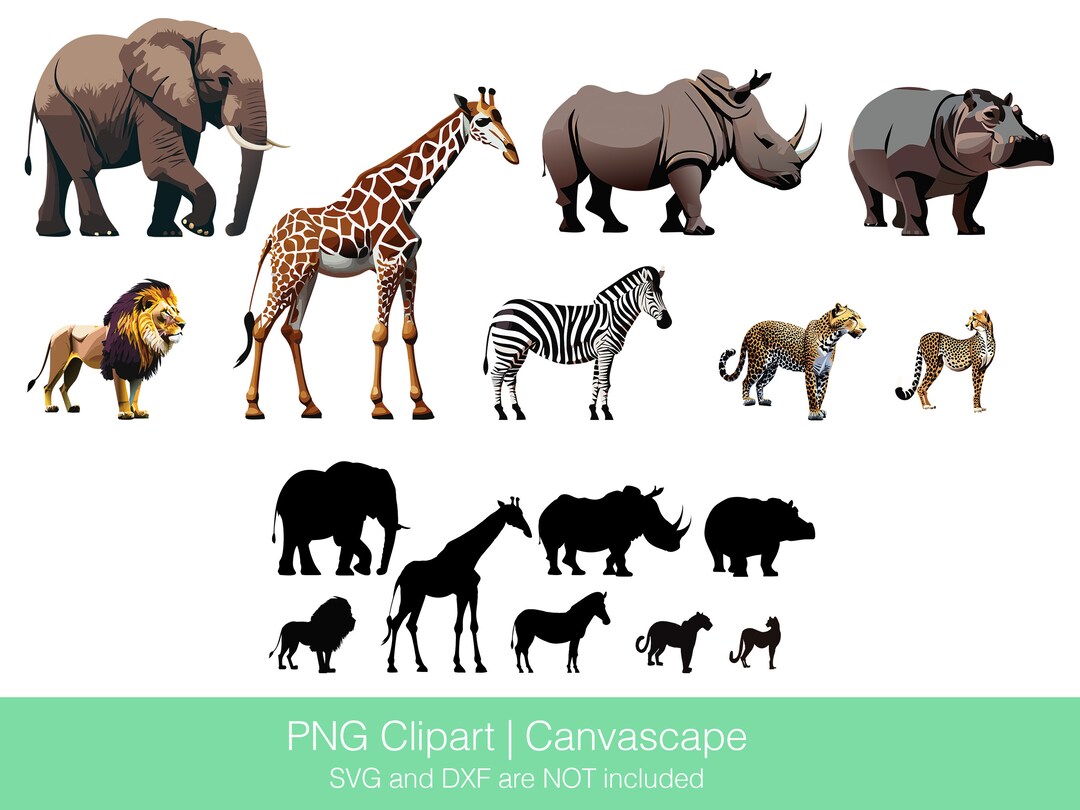 Animals Clipart, Safari Animals, Digital Paper Craft, Silhouette ...