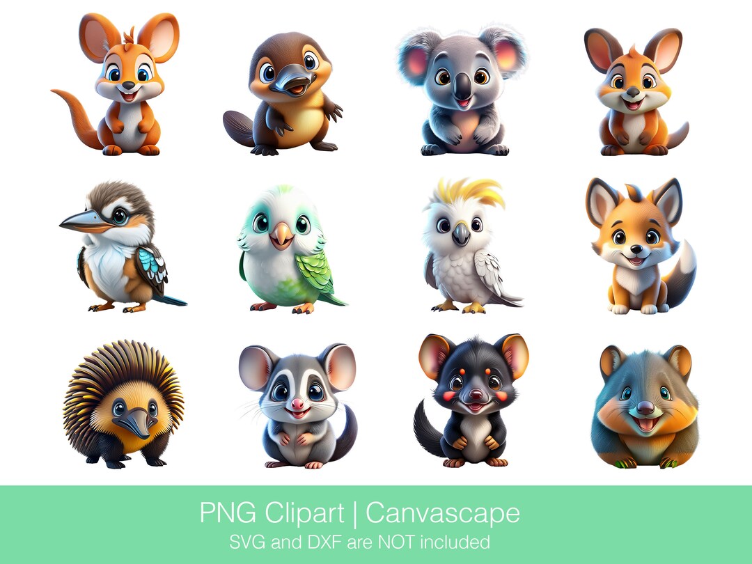 Baby Animals Clipart, Cute Animals, Digital Paper Craft, Kangaroo ...