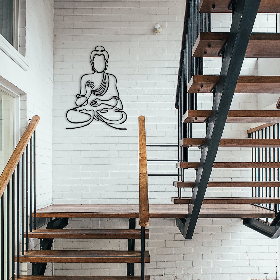 Buddha Decor. Praying Buddha Wall Decor Minimalist Line Art - Etsy