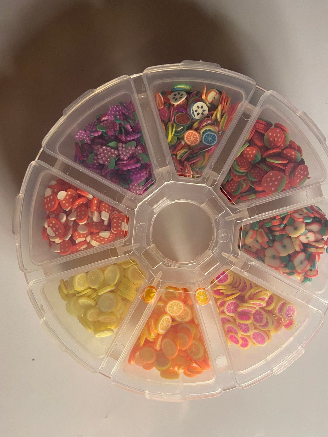 8 Compartment Polymer Clay Slice Wheel Fruit Slices Red Strawberries ...
