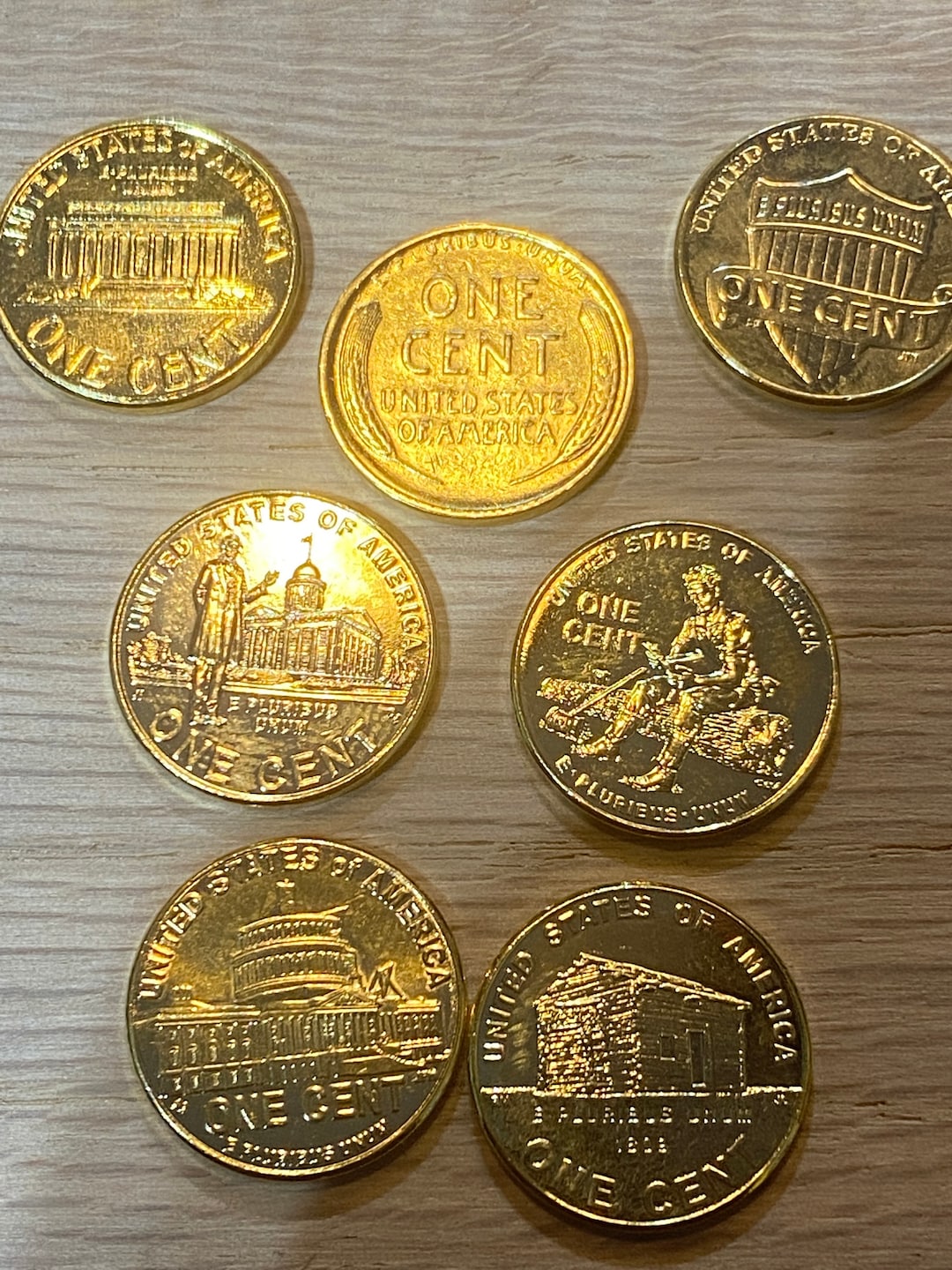 24k Gold Plated Penny Collection, 7 Different Lincoln Cents. Read ...
