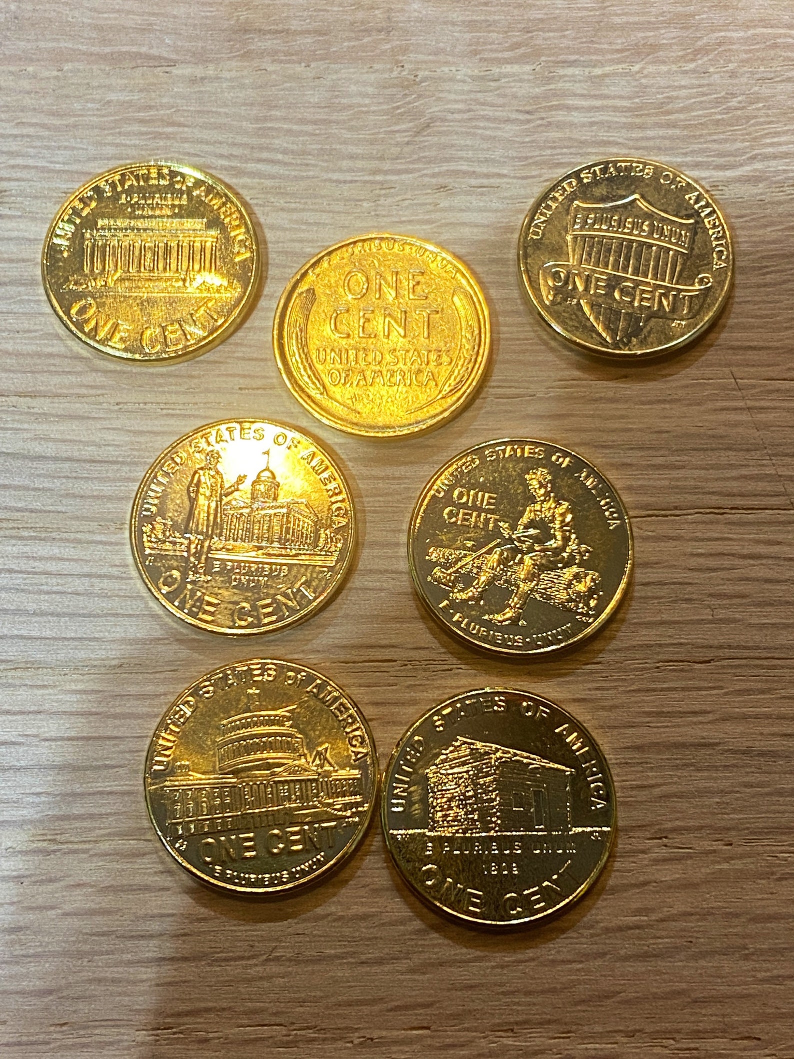 24k Gold Plated Penny Collection 7 Different Lincoln Cents. - Etsy