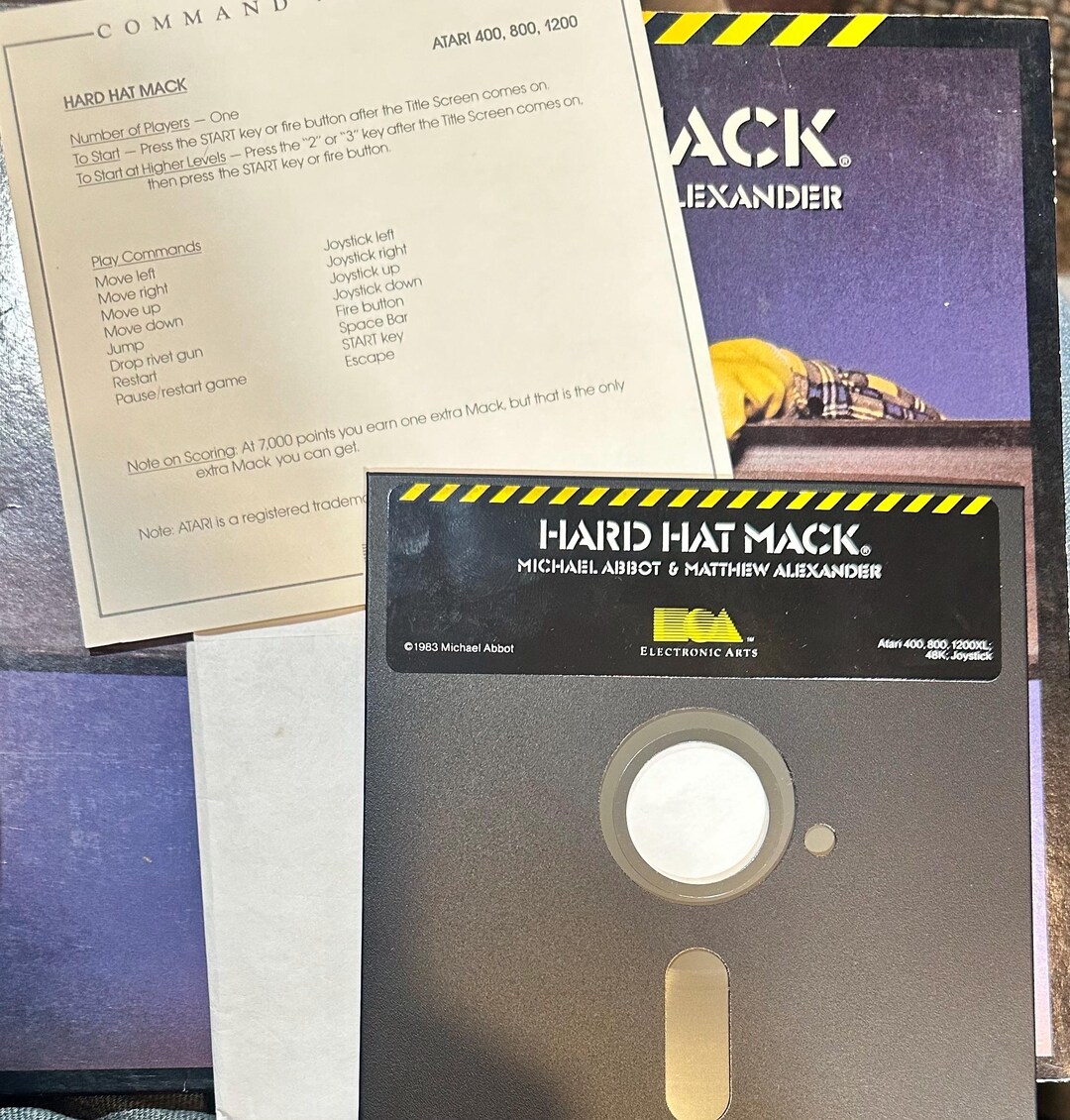 RARE 1983 Atari 400/800/1200XL Game Hard Hat Mack Disk Complete RARE - Etsy