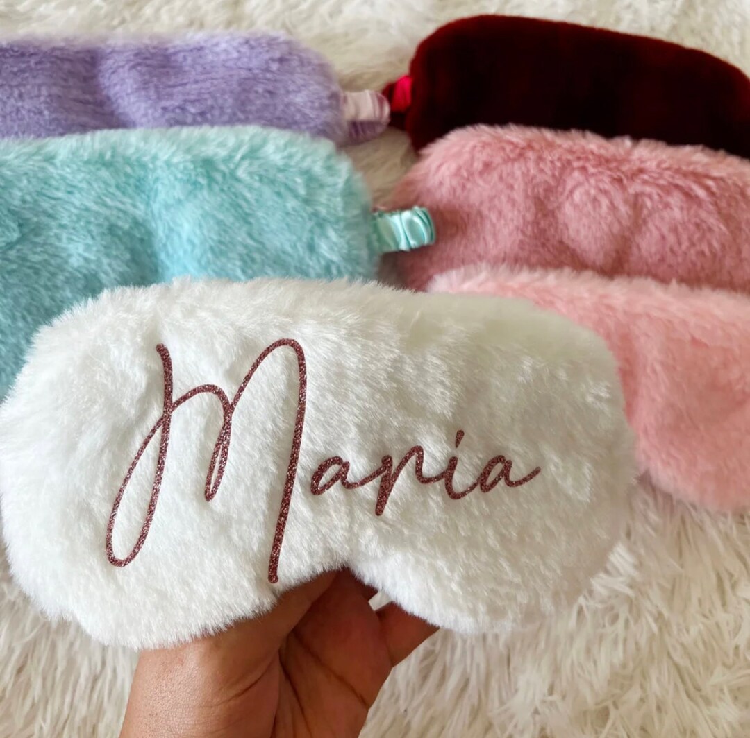 Personalised Sleep Mask With Name Eye Mask Faux Fur Soft Sleepwear ...
