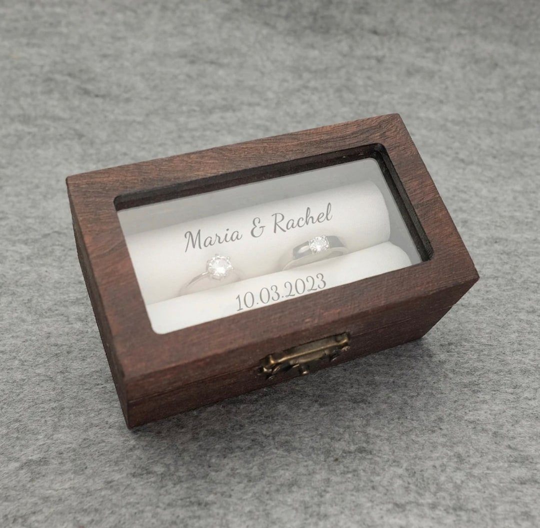Personalised Custom Wood Wedding Engagement Ring Box - Etsy