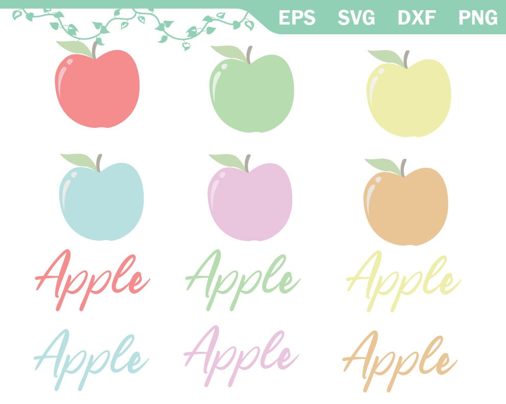 Apple SVG Dxf Eps Png, Teacher Svg, Clipart, Cricut Files, School Svg ...