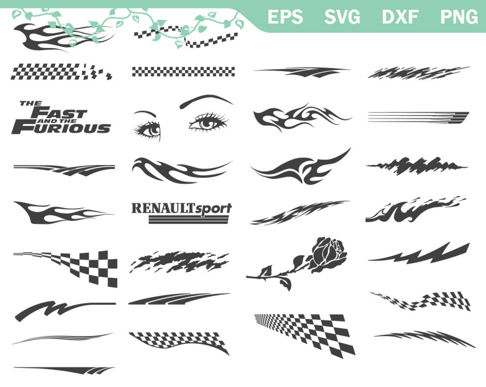 30 Flaming Custom Car SVG, Dxf, Eps, Png, Tuning Logo, Custom Car ...