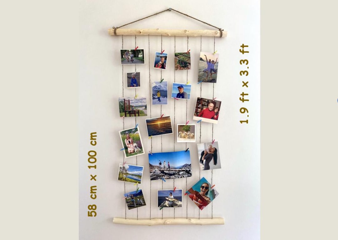 Large Twine Photo Display: Birch Wood Frame With Mini Pegs - Etsy
