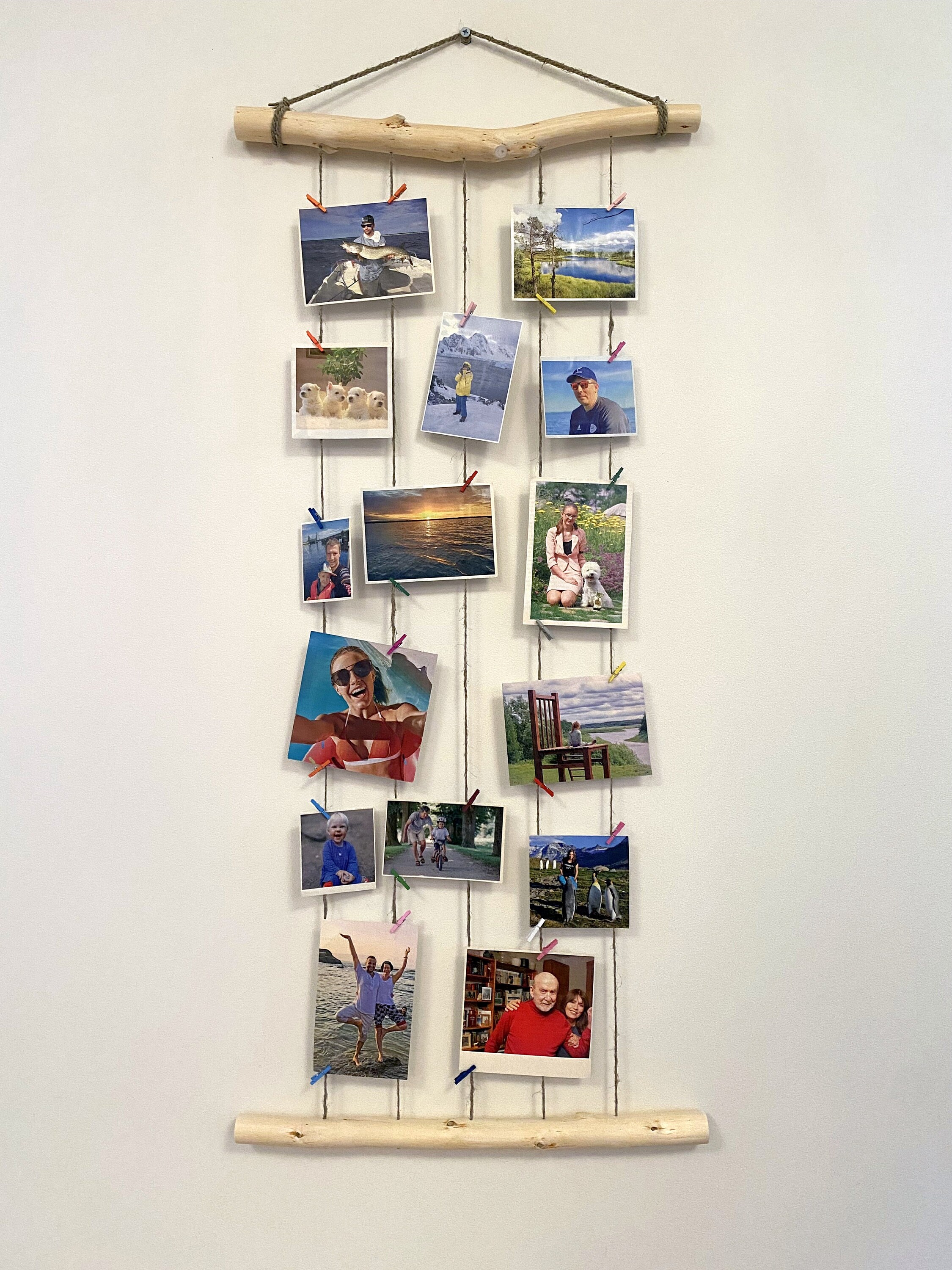 Hanging Pictures Display Natural Wood Photo Frame Photo Memory Frame ...