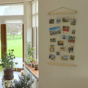 Large Natural Wood Photo Frame With Mini Pegs Twine Photo Display ...