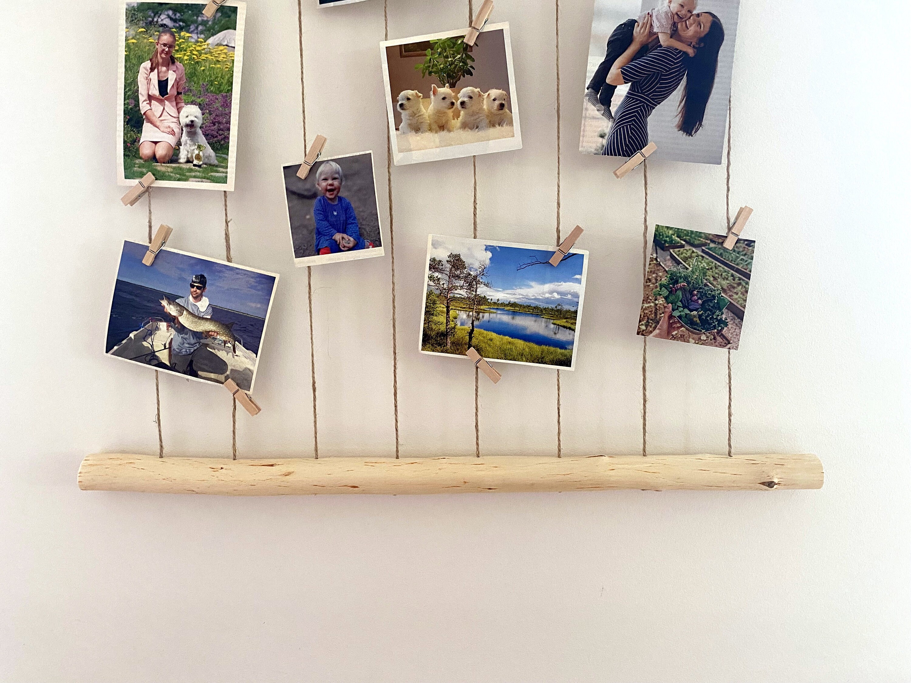Large Natural Wood Photo Frame With Mini Pegs Twine Photo - Etsy
