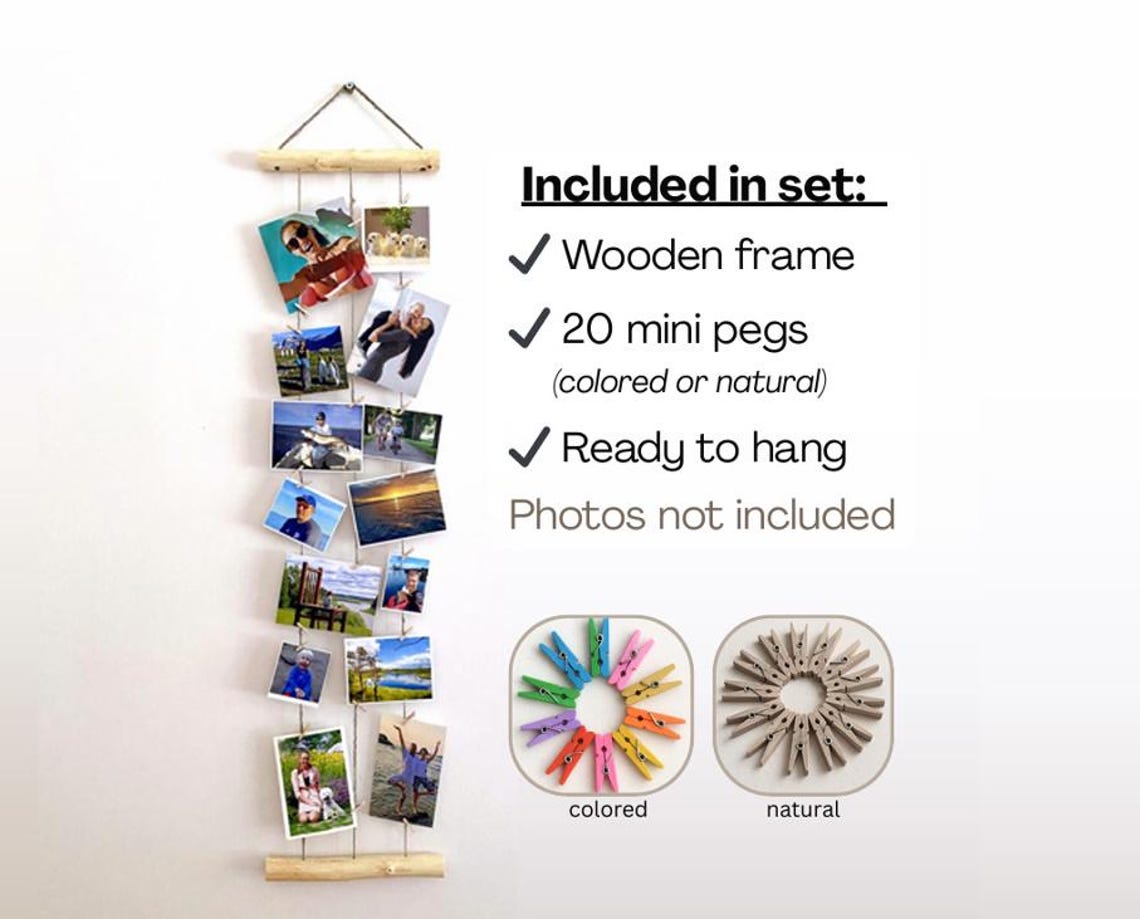 Hanging Pictures Display Photo Memory Frame Wall Decor Twine Photo ...