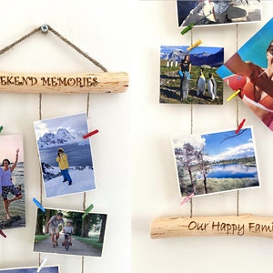 Personalized Hanging Pictures Display Photo Memory Frame Engraved Twine ...