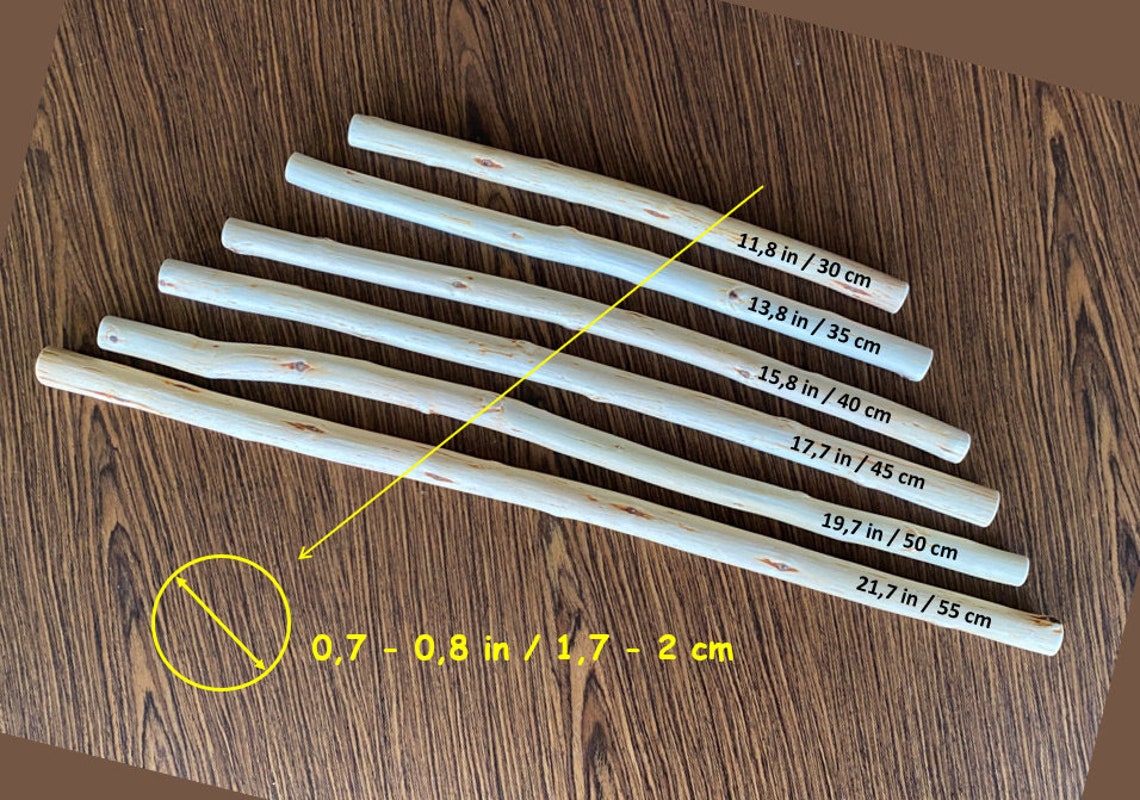 Debarked Wood Sticks Thin Macrame Hanging Dowel Different | Etsy