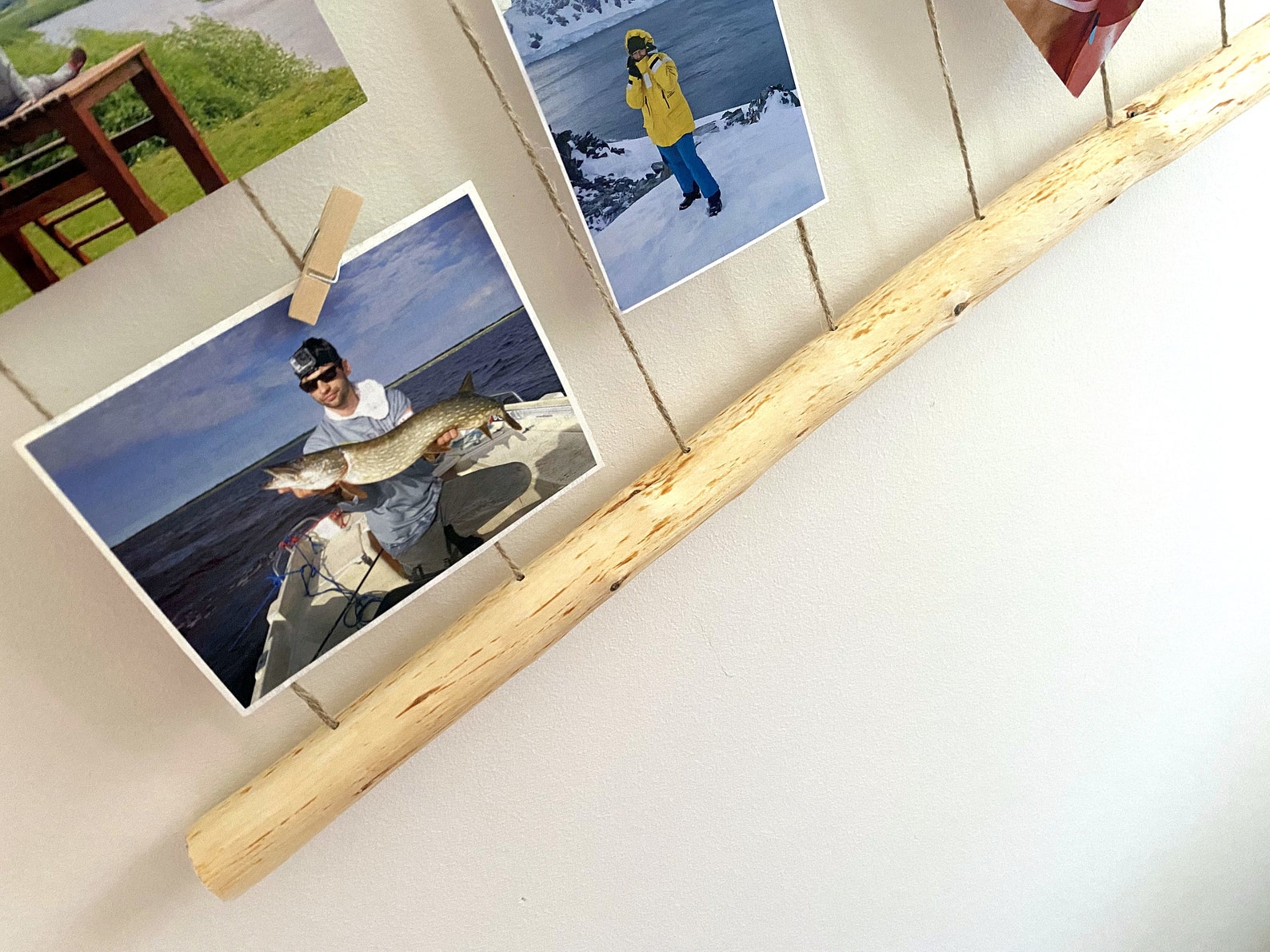 Natural Wood Photo Frame With Mini Pegs Twine Photo Display - Etsy
