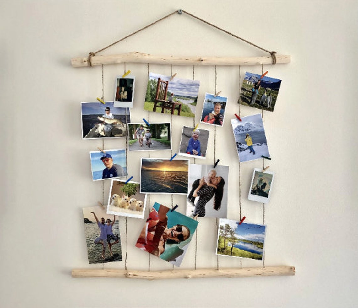 Twine Photo Display With Mini Pegs Natural Wood Photo Frame | Etsy