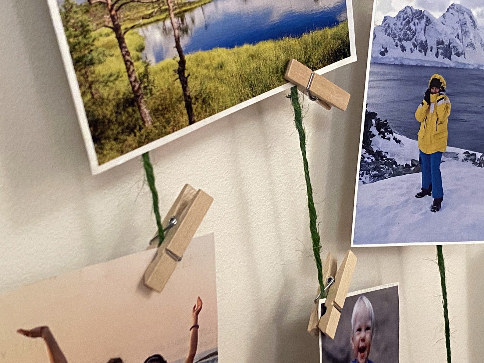 Natural Wood Photo Frame With Mini Pegs Twine Photo Display - Etsy