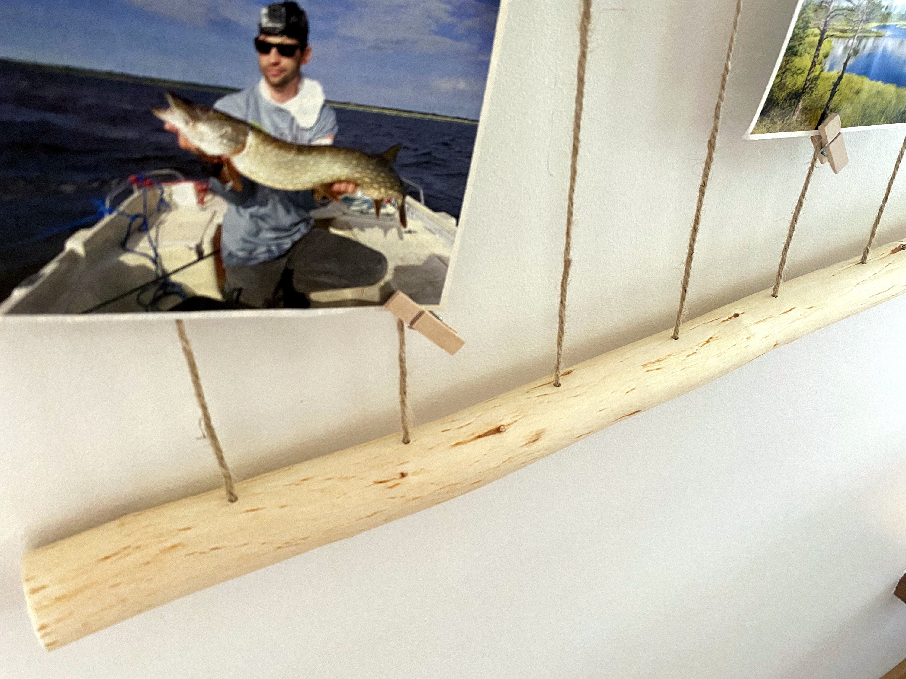 Large Natural Wood Photo Frame With Mini Pegs Twine Photo - Etsy