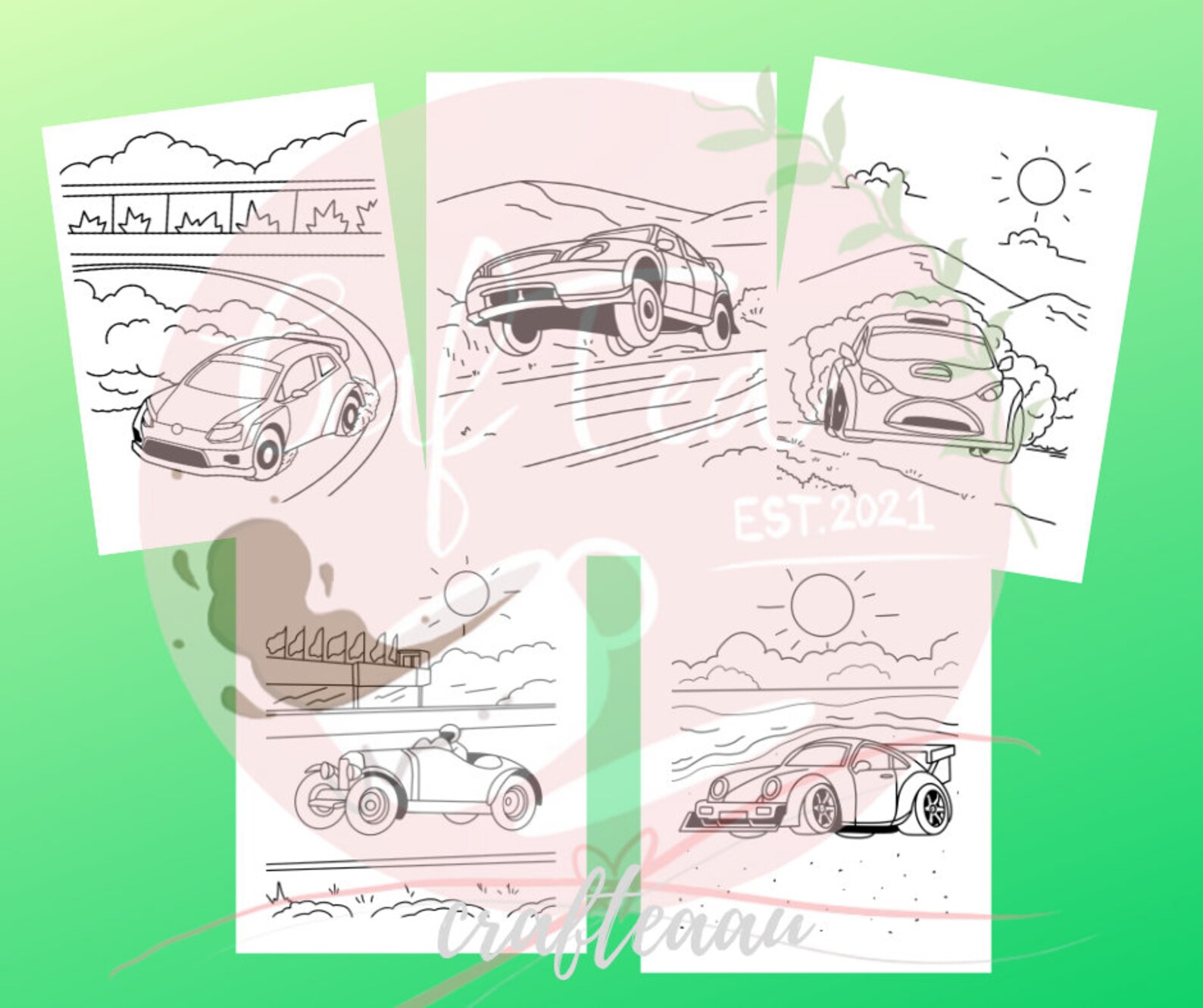 Car Colouring Pages | Digital Coloring Book | Car Pdf Coloring ...