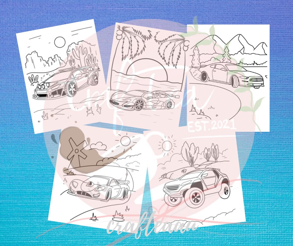 Car Colouring Pages | Digital Coloring Book | Car Pdf Coloring ...