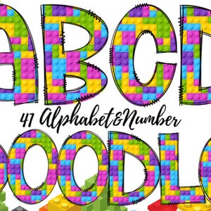 Unicorn Building Blocks Doodle Bundle PNG , Building Blocks Alphabet ...