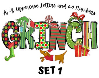 Grinch Doodle Letters Png - Etsy