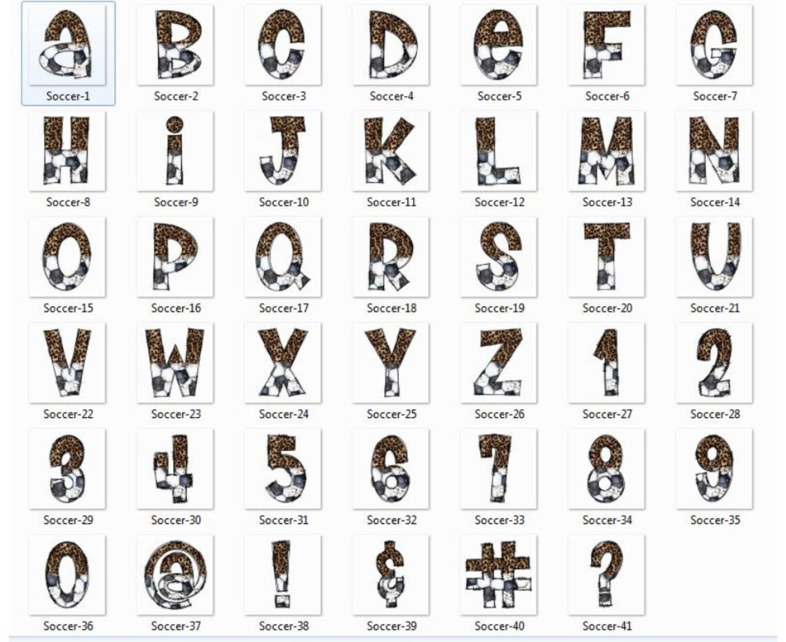 Soccer Leopard Doodle Font Bundle PNG soccer Alphabet Clipart - Etsy