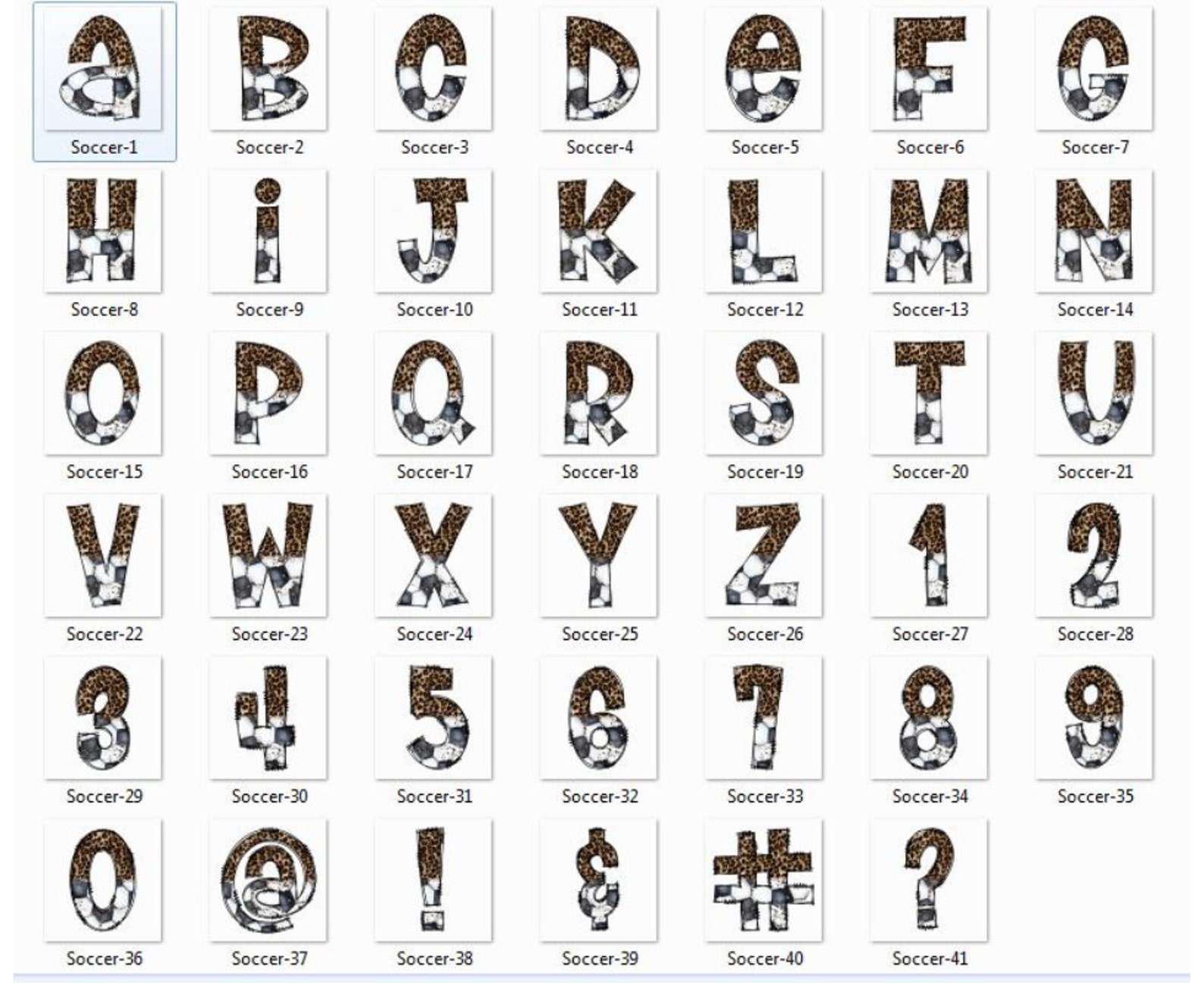 Soccer Leopard Doodle Font Bundle PNG soccer Alphabet Clipart - Etsy