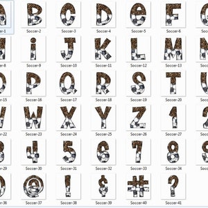 Soccer Leopard Doodle Font Bundle PNG soccer Alphabet Clipart - Etsy