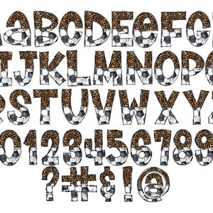 Soccer Leopard Doodle Font Bundle PNG ,soccer Alphabet Clipart Bundle ...