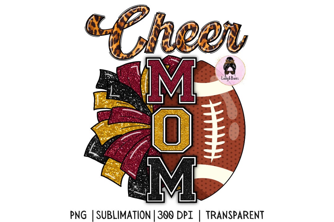 Football Cheer MOM Maroon Gold Black Pompom Cheerleader Mom - Etsy