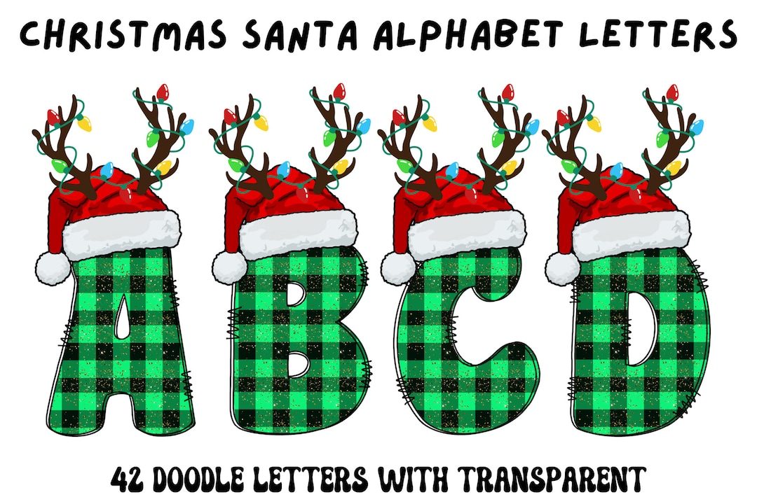 Christmas Green Santa Alphabet Letter Png Sublimation, Christmas Clip ...