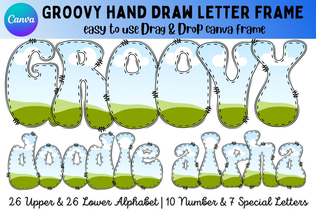 Editable Canva Retro Groovy Hand-drawn Alphabet Template , Uppercase ...