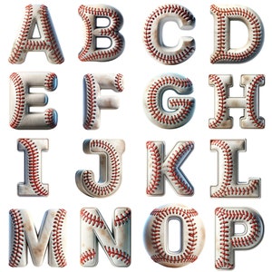3D Dirty Baseball Alphabet PNG, Baseball Balloon Doodle Letters, 3D ...