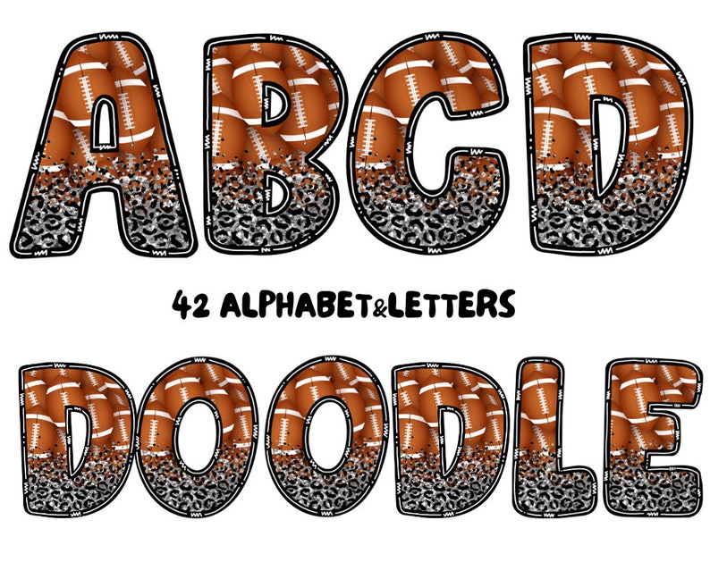 Glitter Football Leopard Doodle Uppercase Font Bundle PNG - Etsy